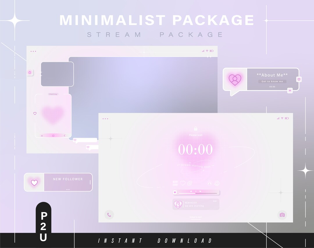 Minimal Twitch Pack Animated Minimal Stream Pack Streaming Scenes ...