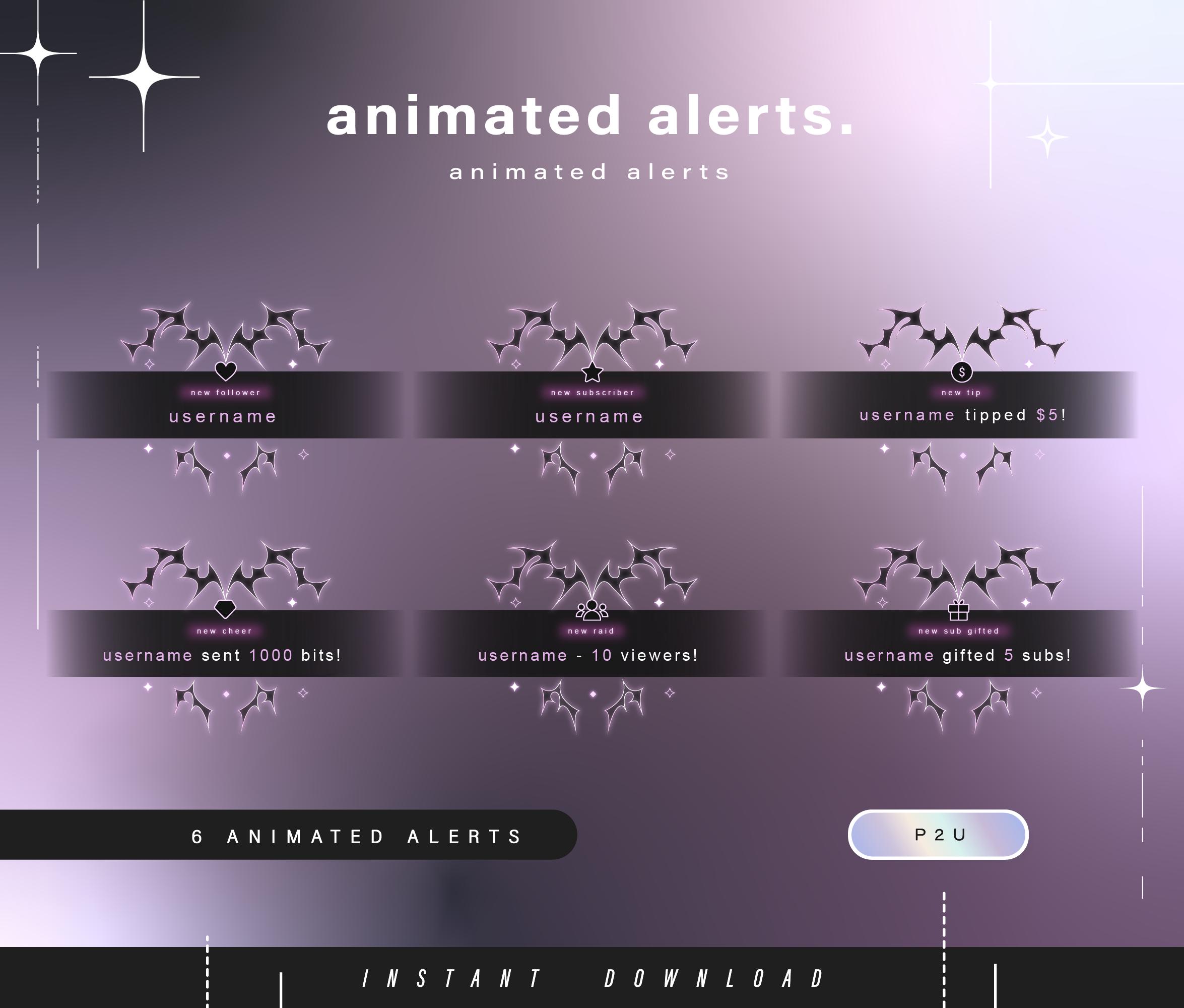 6x Animated Cat Alerts - Animated Alerts for Twitch - Aesthetic Alerts ...