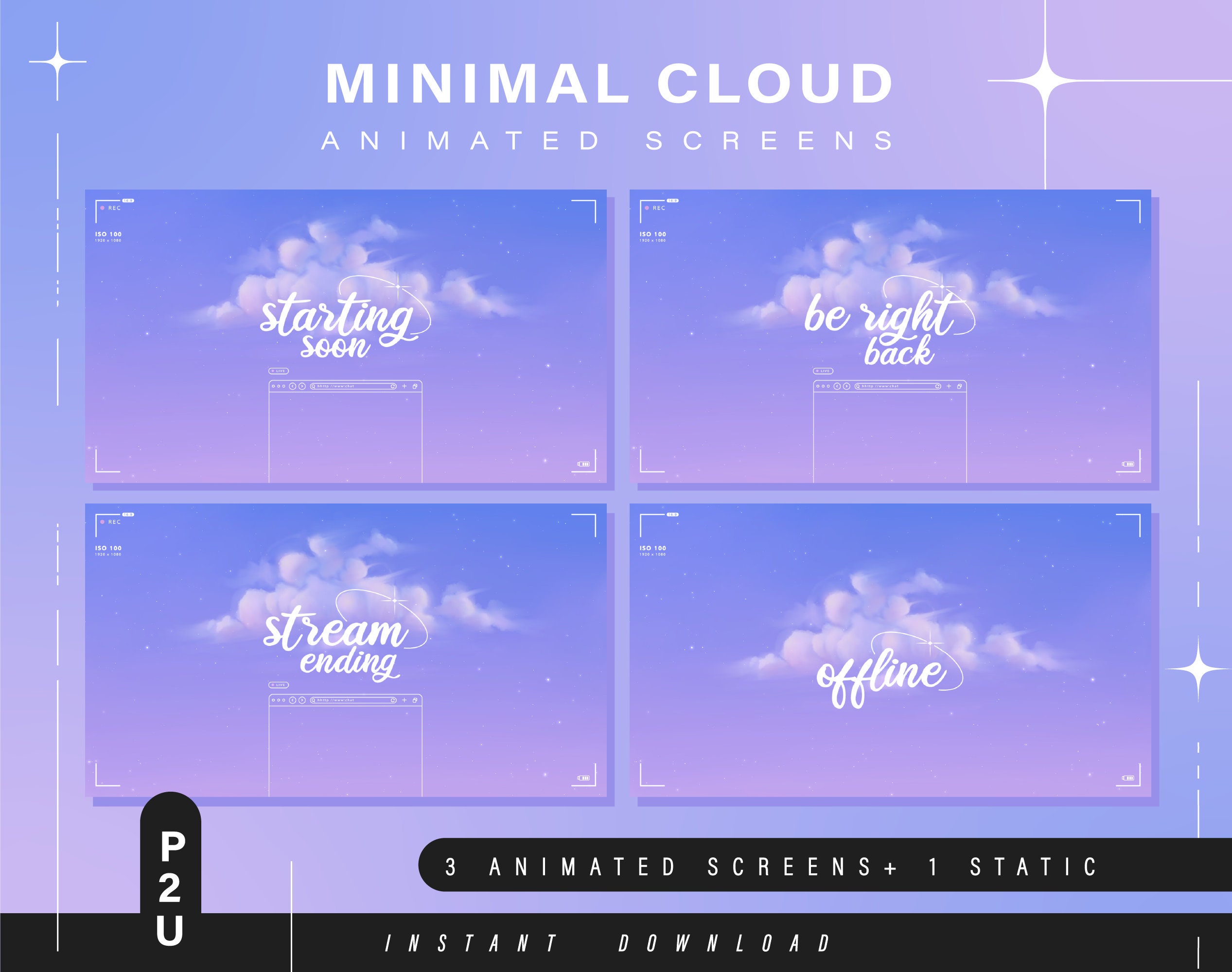 Minimal Cloud Animated Screens Animated Scenes for Twitch Aesthetic ...