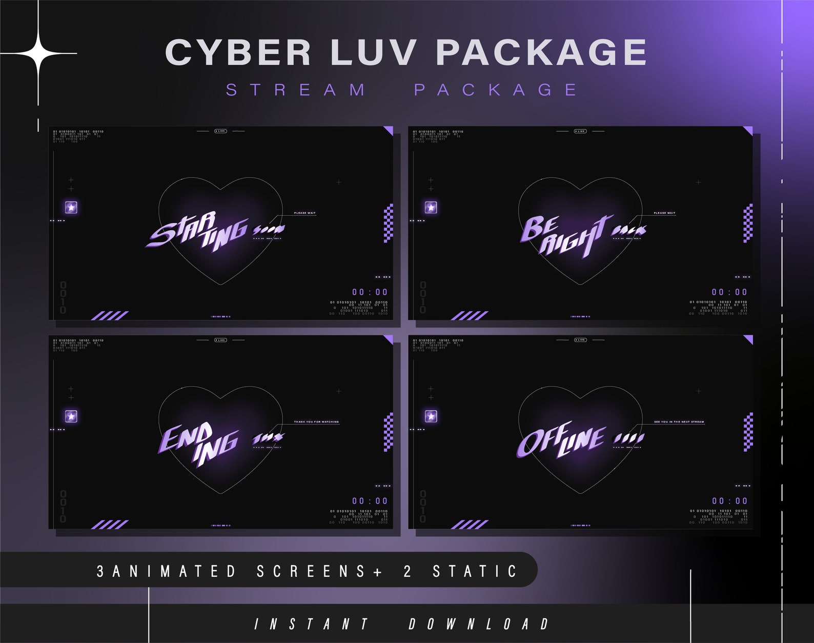 Cyber Y2k Twitch Pack Animated Minimal Stream Pack Streaming Scenes ...