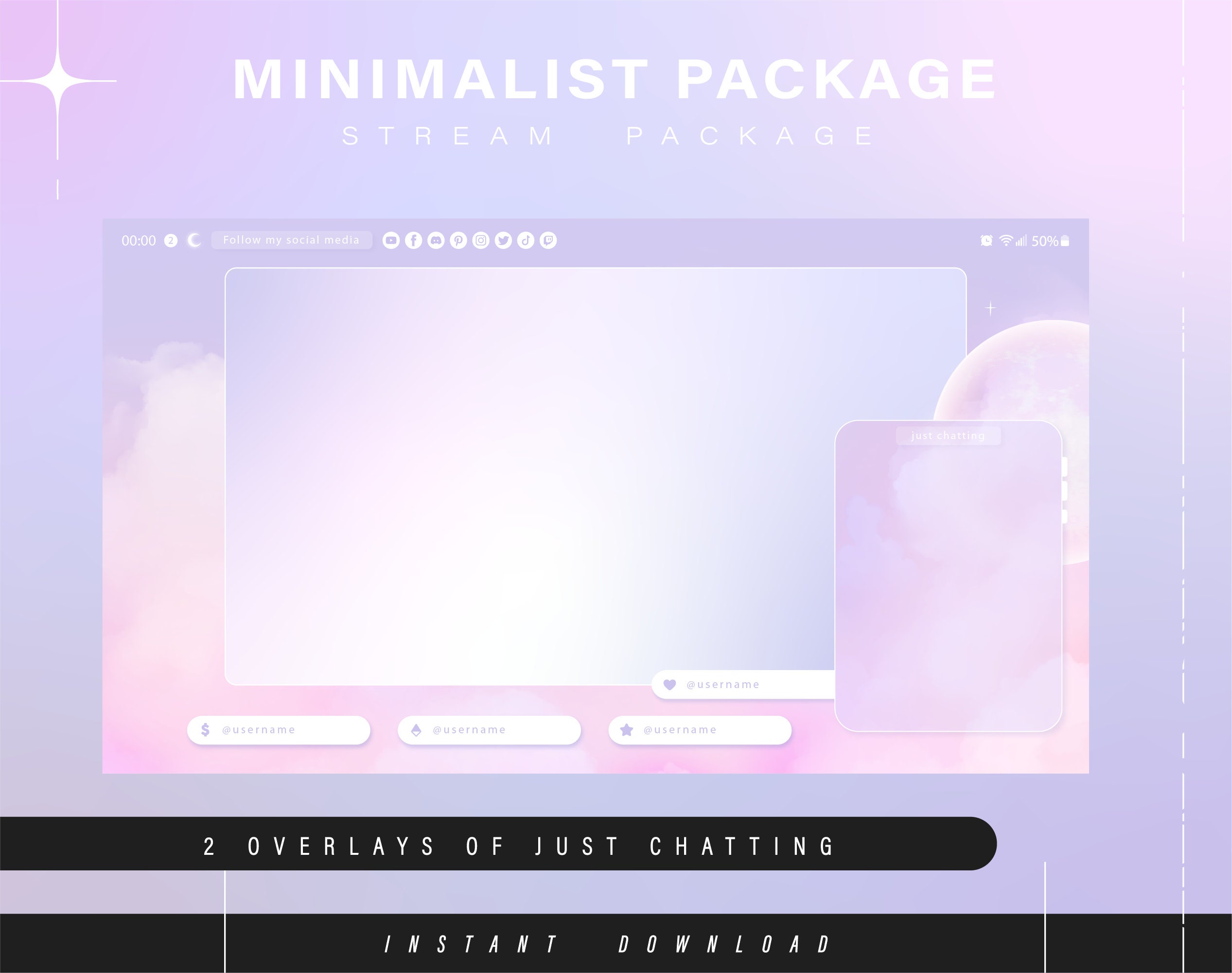 Minimal Twitch Pack - Animated Minimal Stream Pack - Streaming Scenes ...