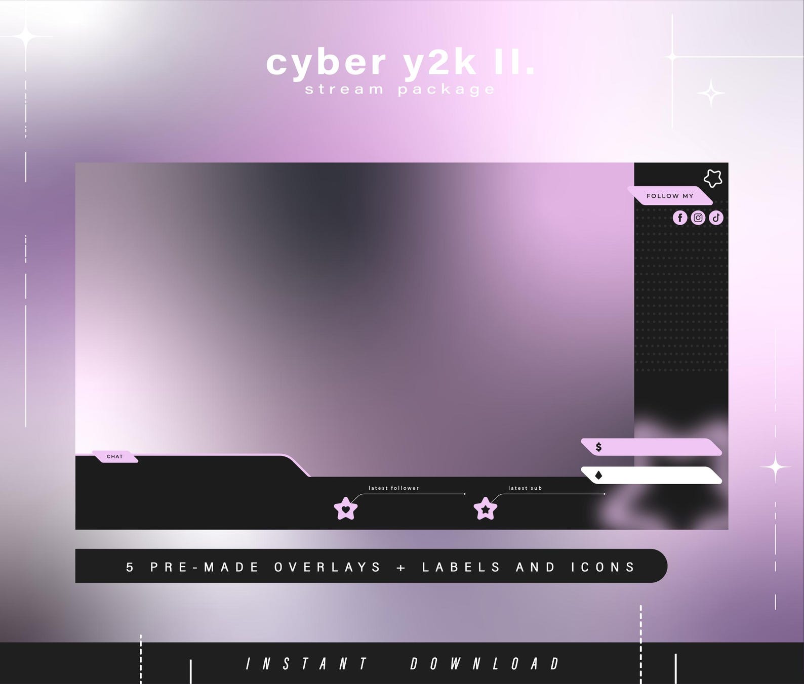 Cyber Y2k II - Twitch Pack - Animated Stream Pack - Streaming Scenes ...