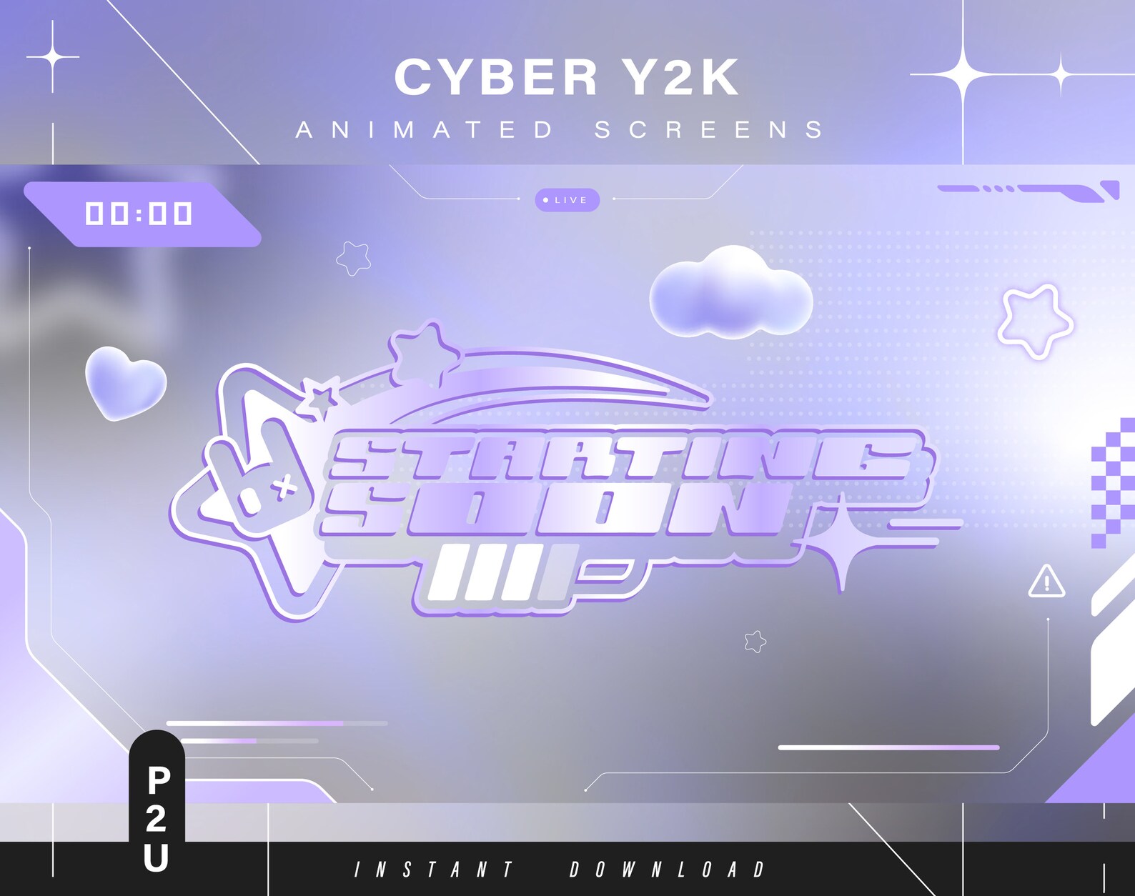 Cyber Y2k Animated Screens Animated Scenes for Twitch Aesthetic Screens ...