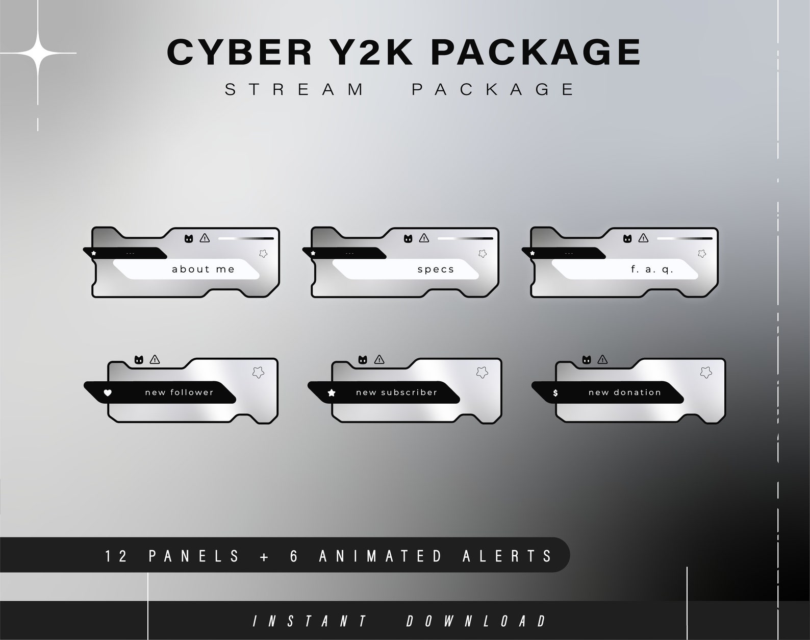Cat Cyber Y2k - Twitch Pack - Animated Stream Pack - Streaming Scenes ...