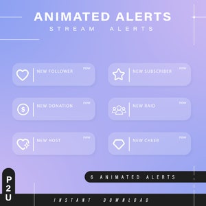 6x Animated Notification Alerts Animated Alerts for Twitch Aesthetic ...