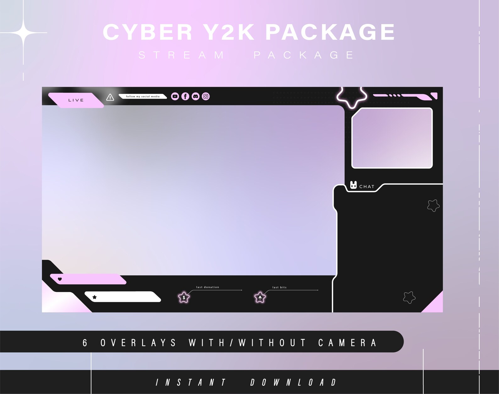 Bunny Cyber Y2k - Twitch Pack - Animated Stream Pack - Streaming Scenes ...