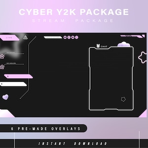 Cyber Y2k Twitch Pack - Animated Minimal Stream Pack - Streaming Scenes ...