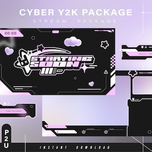 Bunny Cyber Y2k Twitch Pack Animated Stream Pack Streaming Scenes ...
