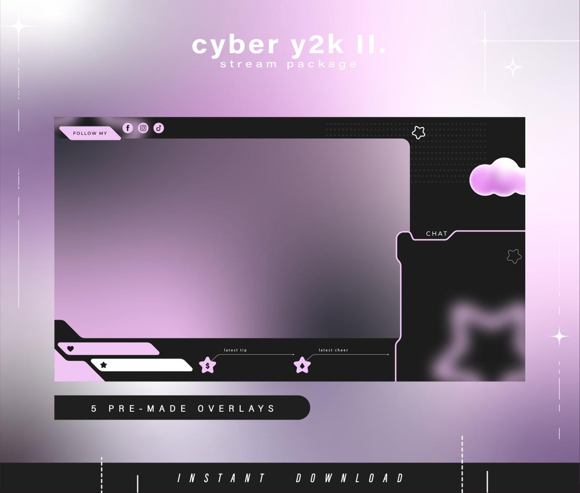 Cyber Y2k II - Twitch Pack - Animated Stream Pack - Streaming Scenes ...