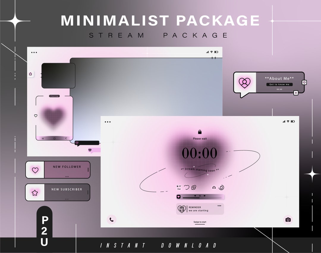 Minimal Twitch Pack Animated Minimal Stream Pack Streaming Scenes Twitch Overlays Animated ...