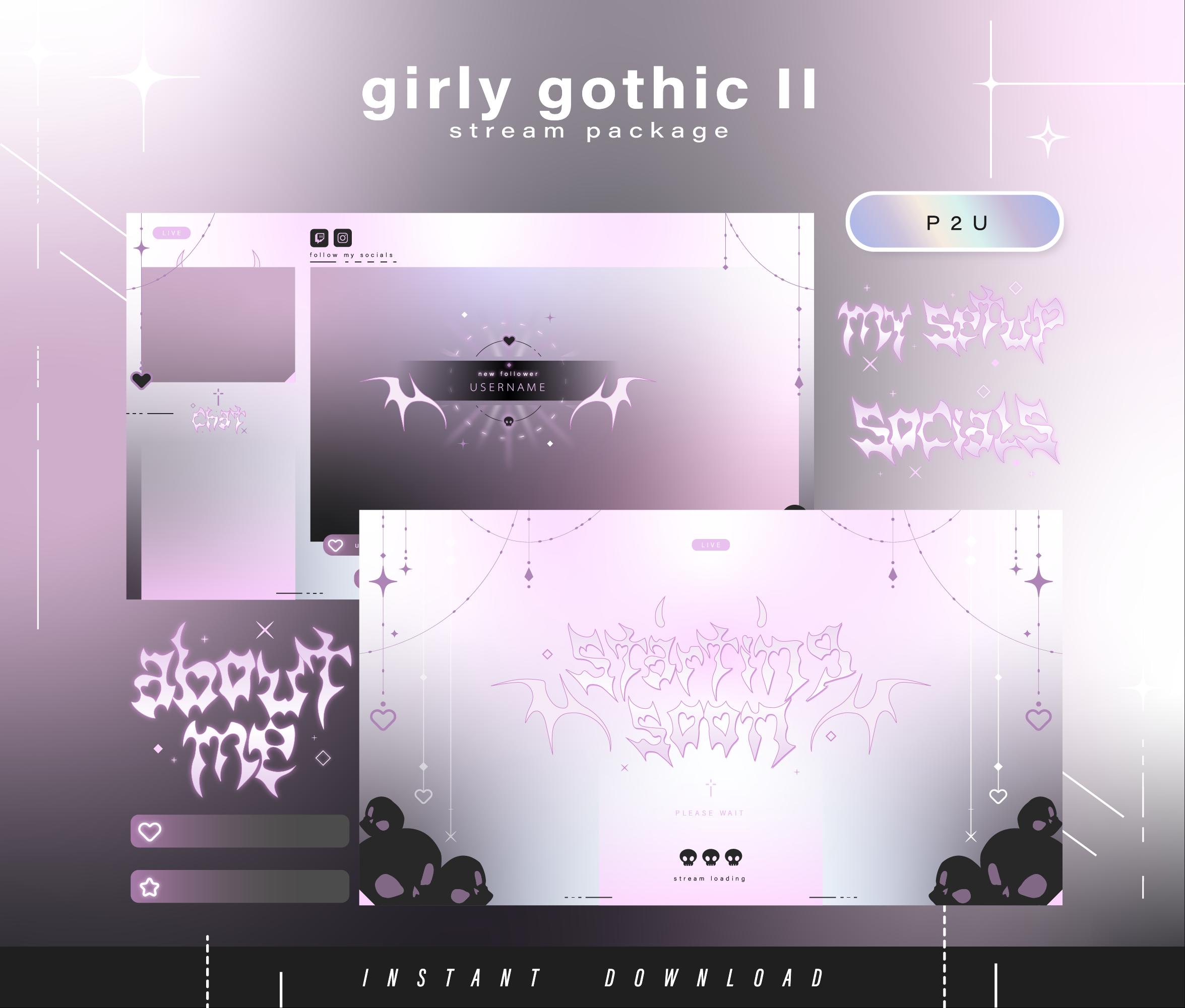 Girly Gothic II - Twitch Pack - Animated Stream Pack - Streaming Scenes ...