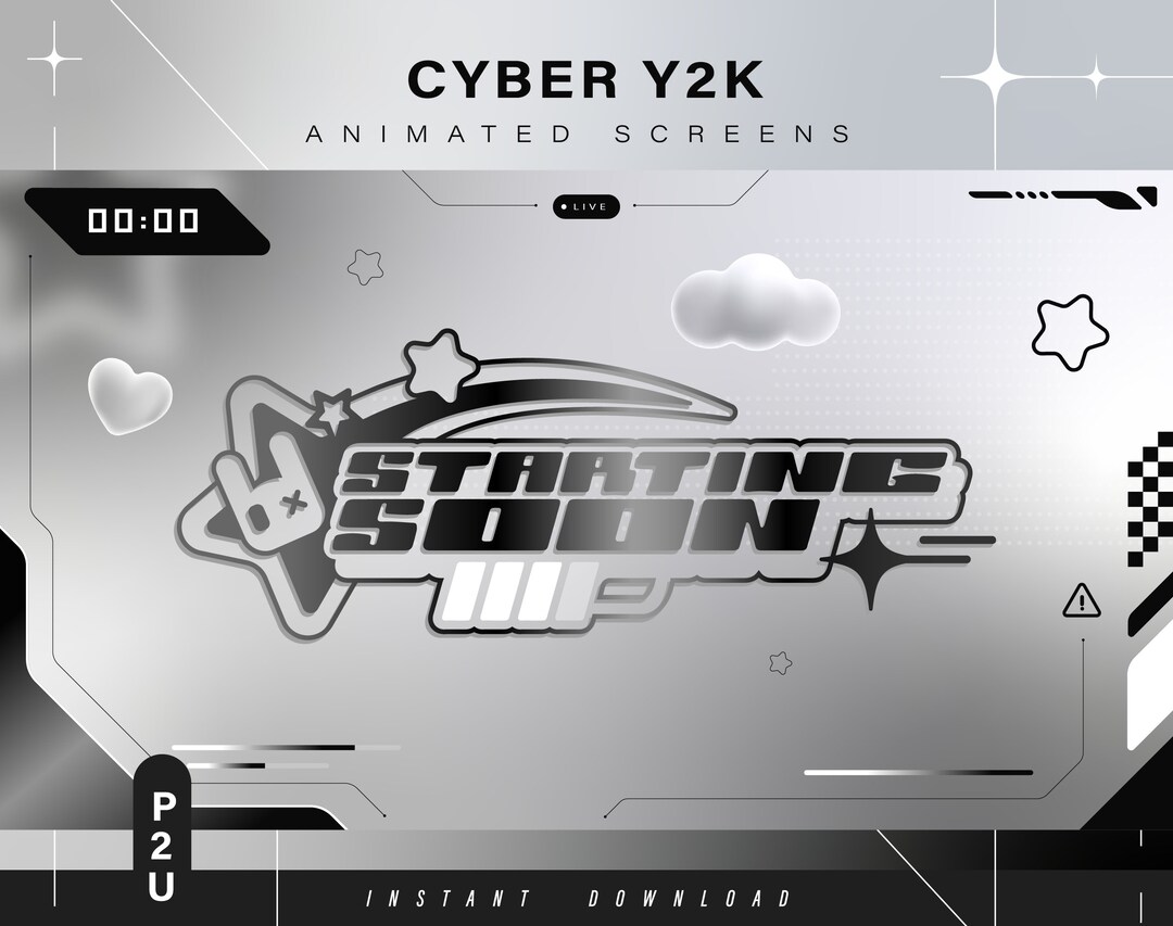 Cyber Y2k Animated Screens Animated Scenes for Twitch Aesthetic Screens ...