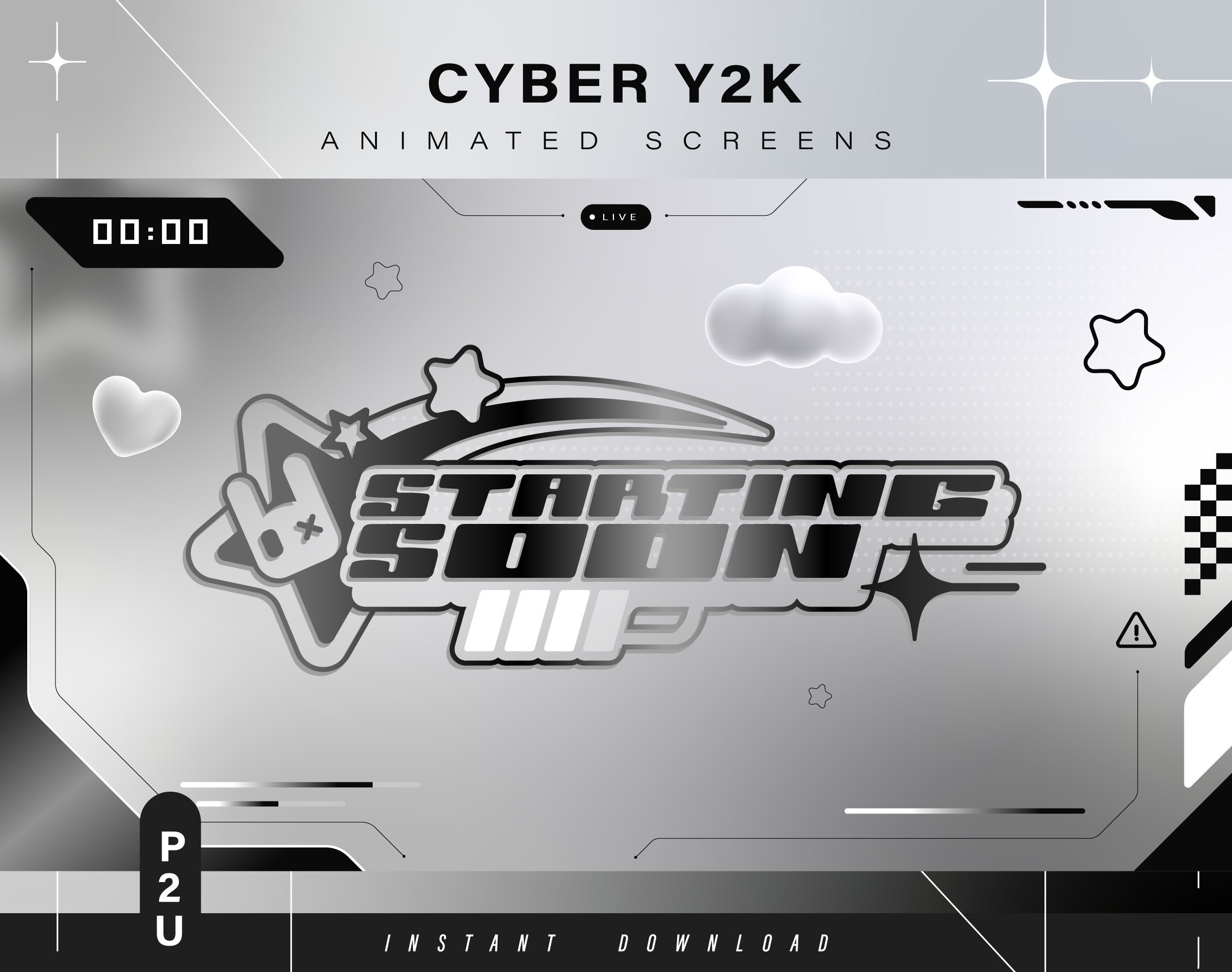 Cyber Y2k Animated Screens Animated Scenes for Twitch Aesthetic Screens ...