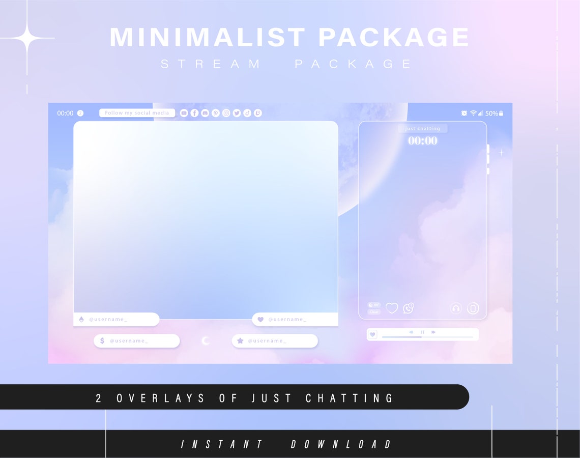 Minimal Twitch Pack - Animated Minimal Stream Pack - Streaming Scenes ...