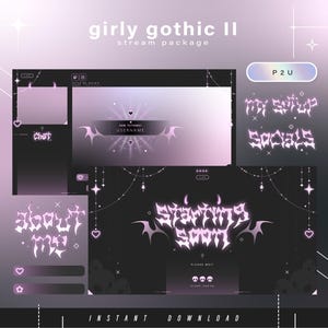 Girly Gothic II - Twitch Pack - Animated Stream Pack - Streaming Scenes ...