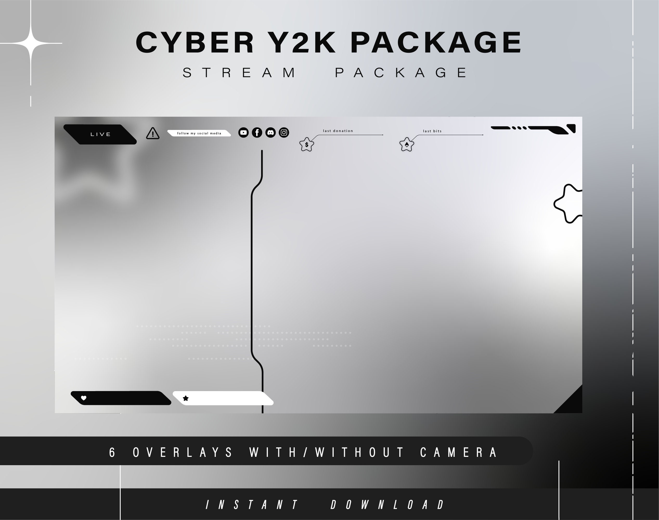 Cyber Y2k Twitch Pack - Animated Minimal Stream Pack - Streaming Scenes ...