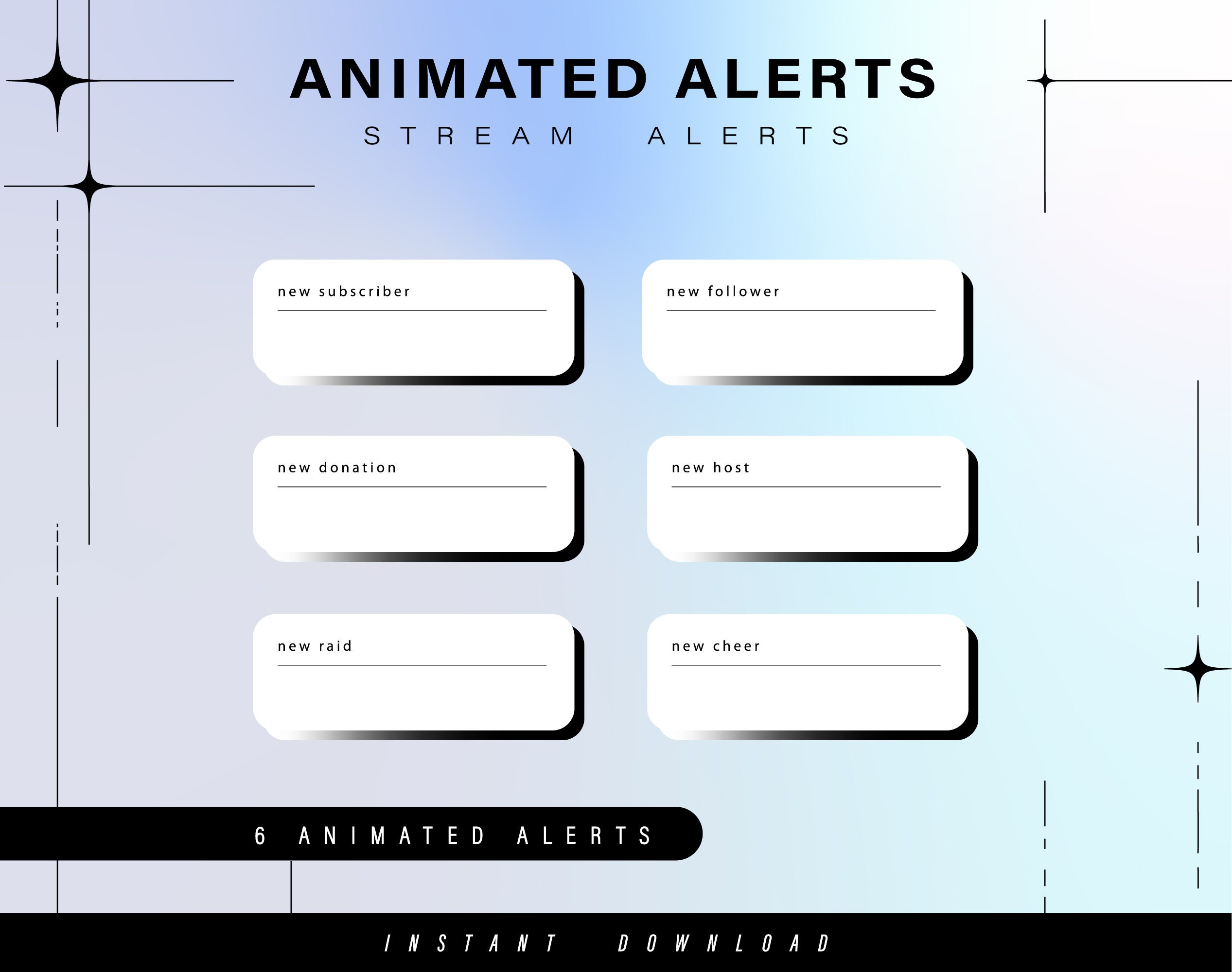 6x Animated Notification Alerts Animated Alerts for Twitch Aesthetic ...