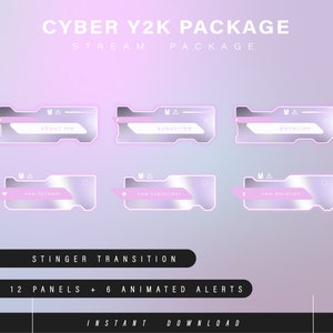 Cyber Y2k Twitch Pack - Animated Minimal Stream Pack - Streaming Scenes ...