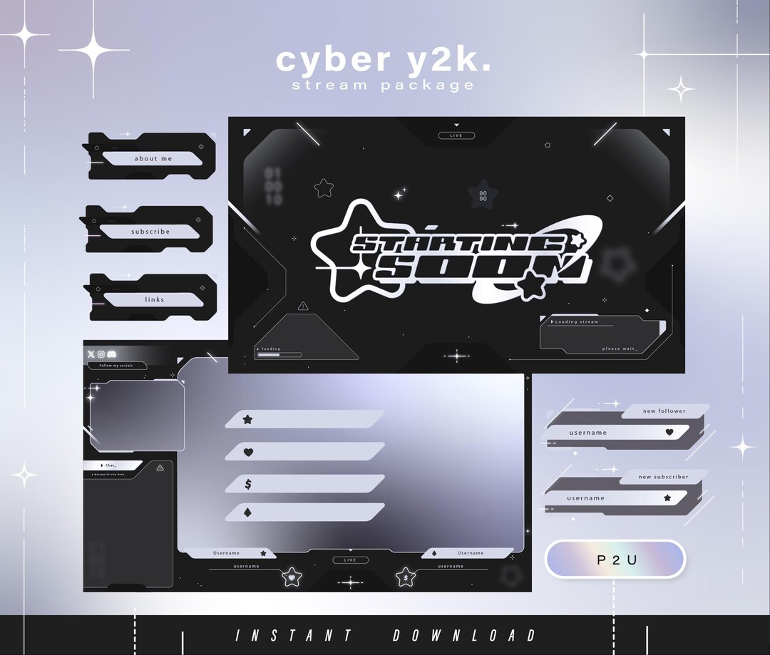 Cyber Y2k - Y2k - Twitch Pack - Animated Minimal Stream Pack ...