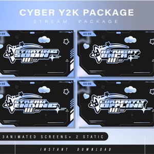 Cyber Y2k Twitch Pack - Animated Minimal Stream Pack - Streaming Scenes ...