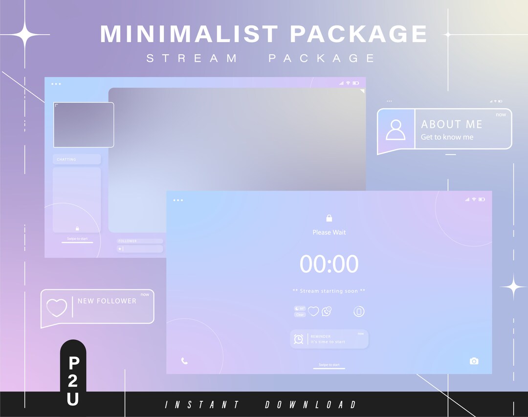 Minimal Twitch Pack Animated Minimal Stream Pack Streaming Scenes ...
