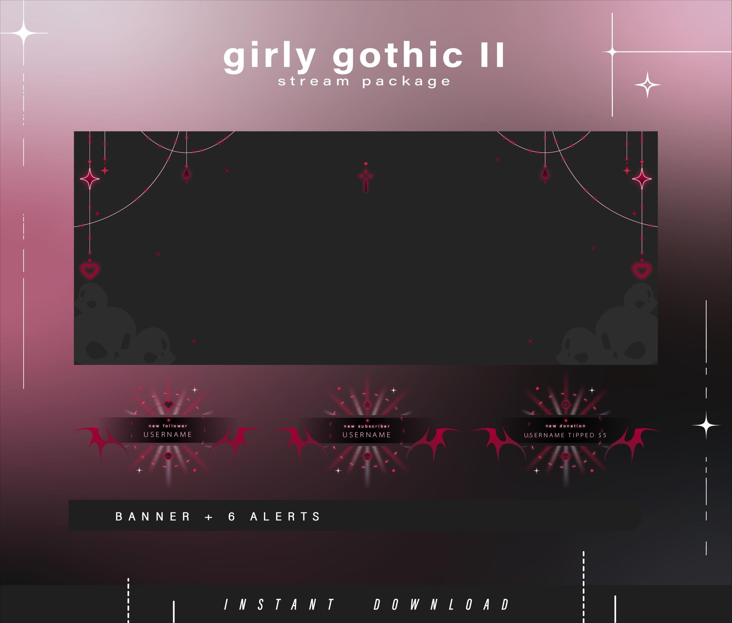 Girly Gothic II - Twitch Pack - Animated Stream Pack - Streaming Scenes ...