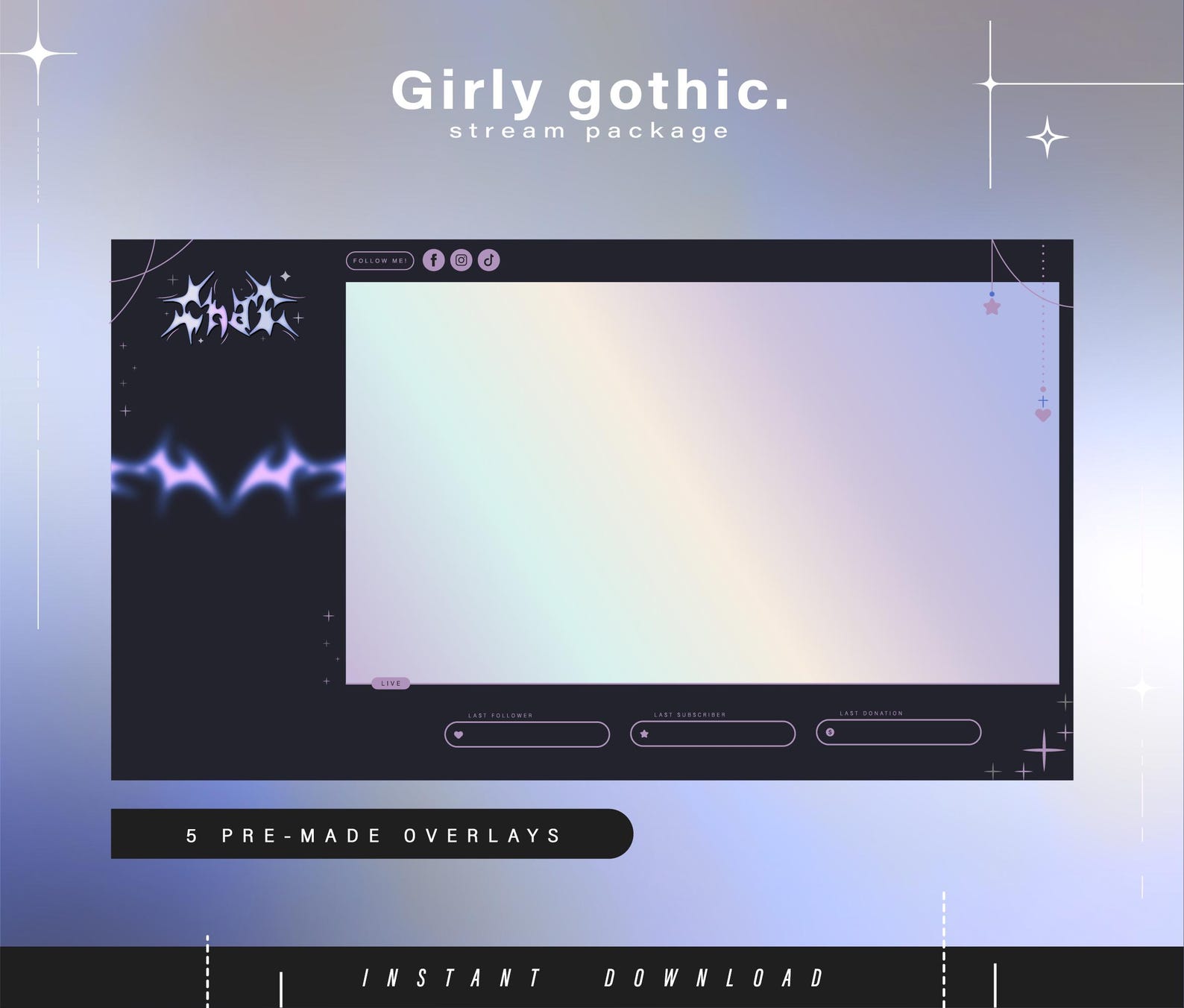 Girly Gothic - Twitch Pack - Animated Stream Pack - Streaming Scenes ...