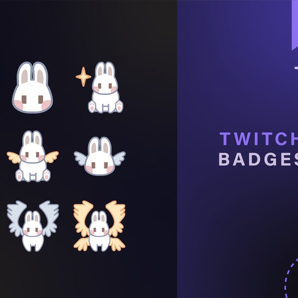 BUNNY Twitch Sub Badges | Cute Stream Bit Badges | Streamer Emotes ...