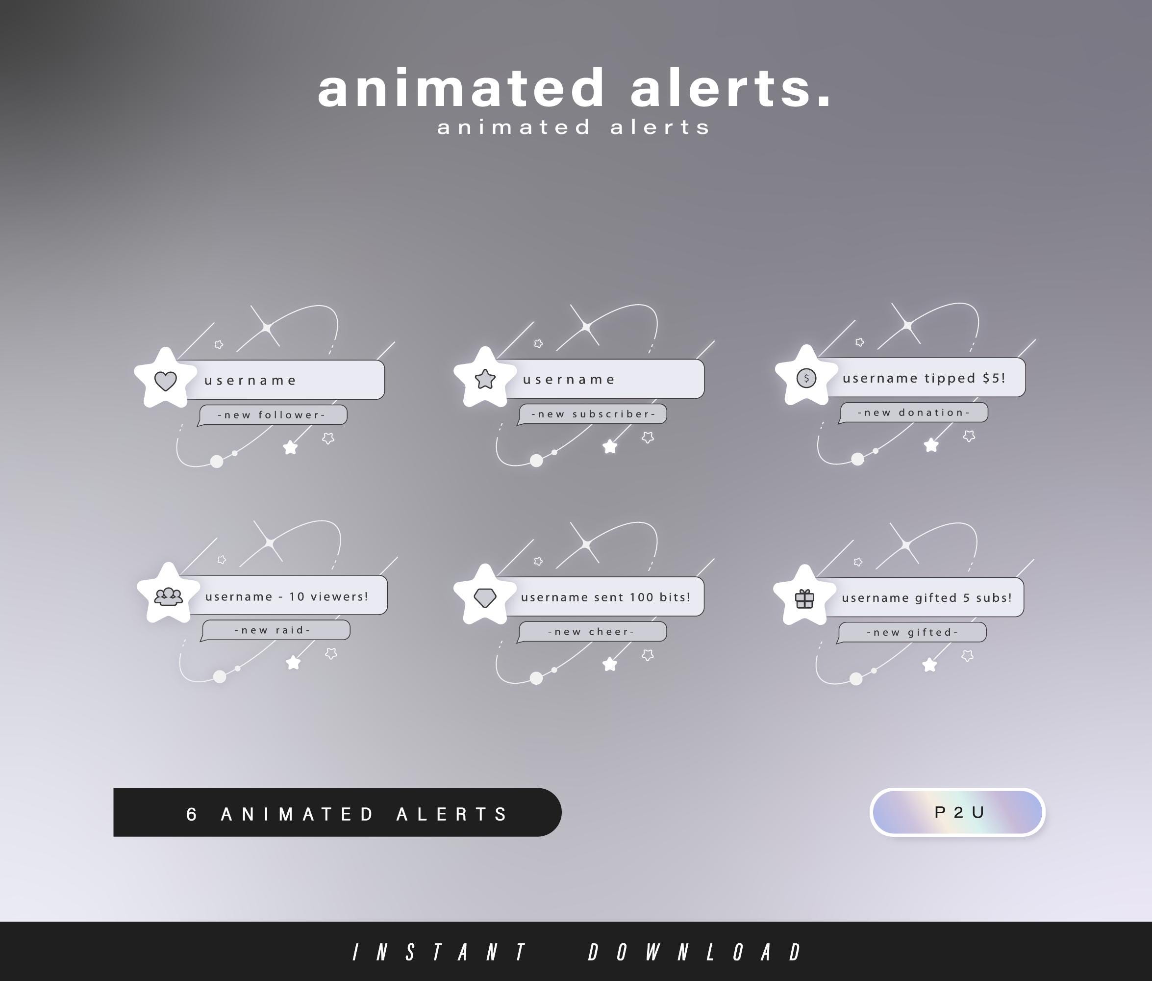 6x Animated Alerts - Animated Alerts for Twitch - Aesthetic Alerts ...