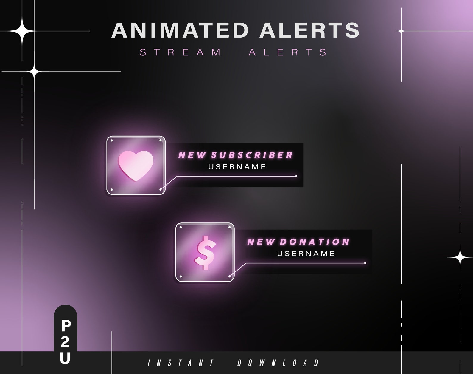 6x Animated Cyber Alerts Animated Alerts for Twitch Aesthetic Alerts ...
