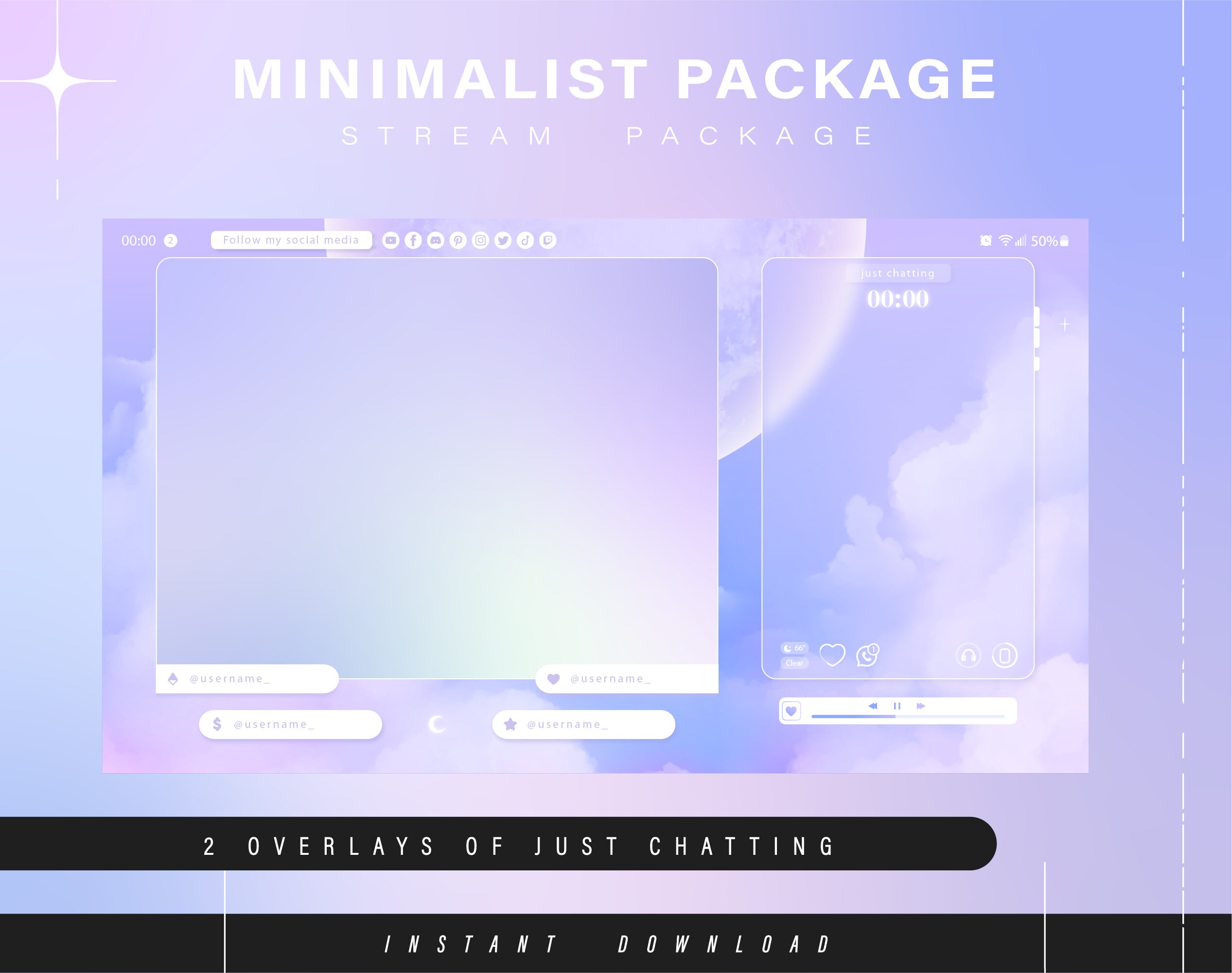 Minimal Twitch Pack Animated Minimal Stream Pack Streaming Scenes ...