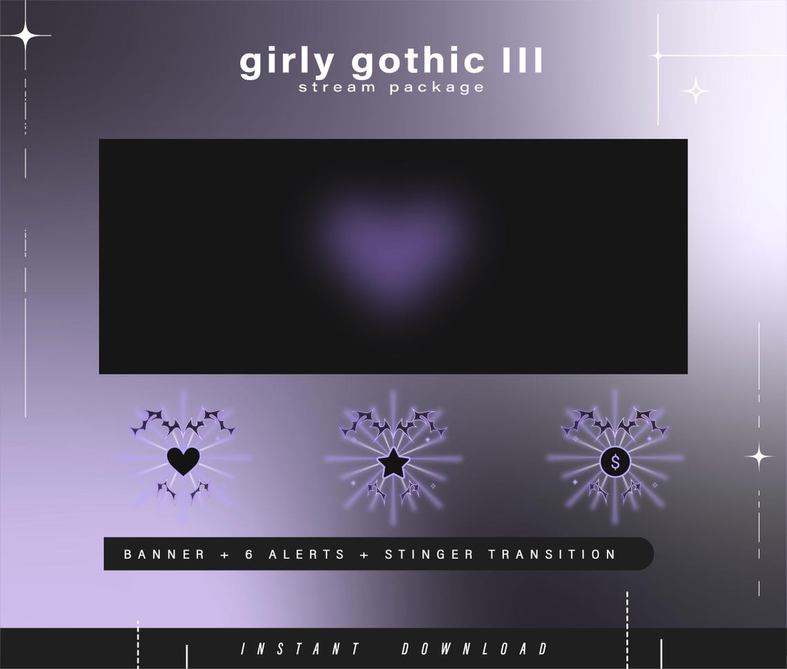 Girly Gothic - Twitch Pack - Animated Stream Pack - Streaming Scenes ...