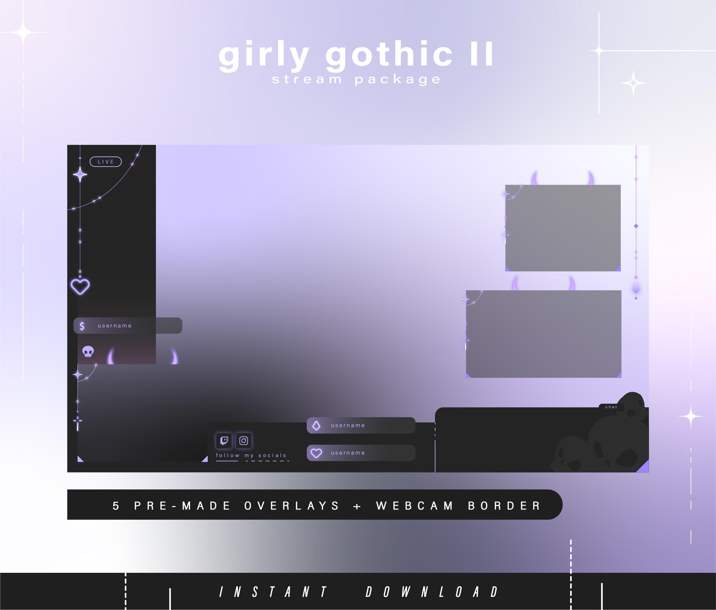 Girly Gothic II - Twitch Pack - Animated Stream Pack - Streaming Scenes ...