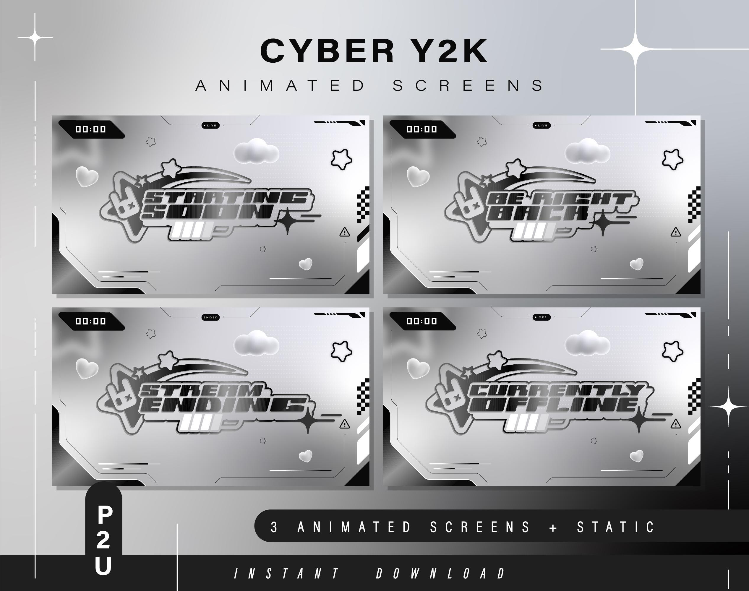 Cyber Y2k Animated Screens - Animated Scenes for Twitch - Aesthetic ...