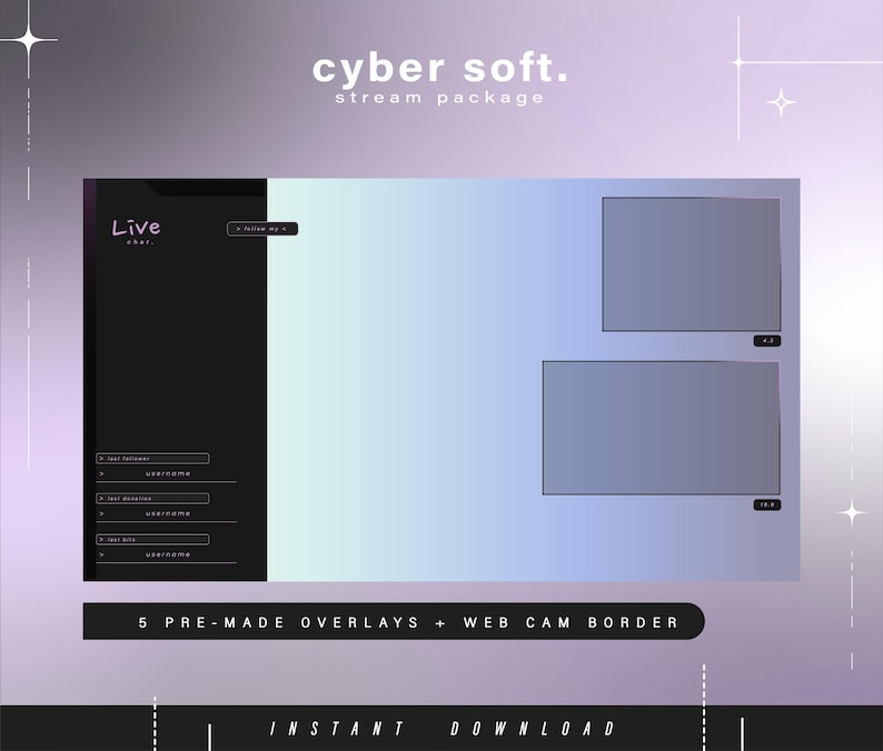 Cyber Soft Twitch Pack - Animated Minimal Stream Pack - Streaming ...