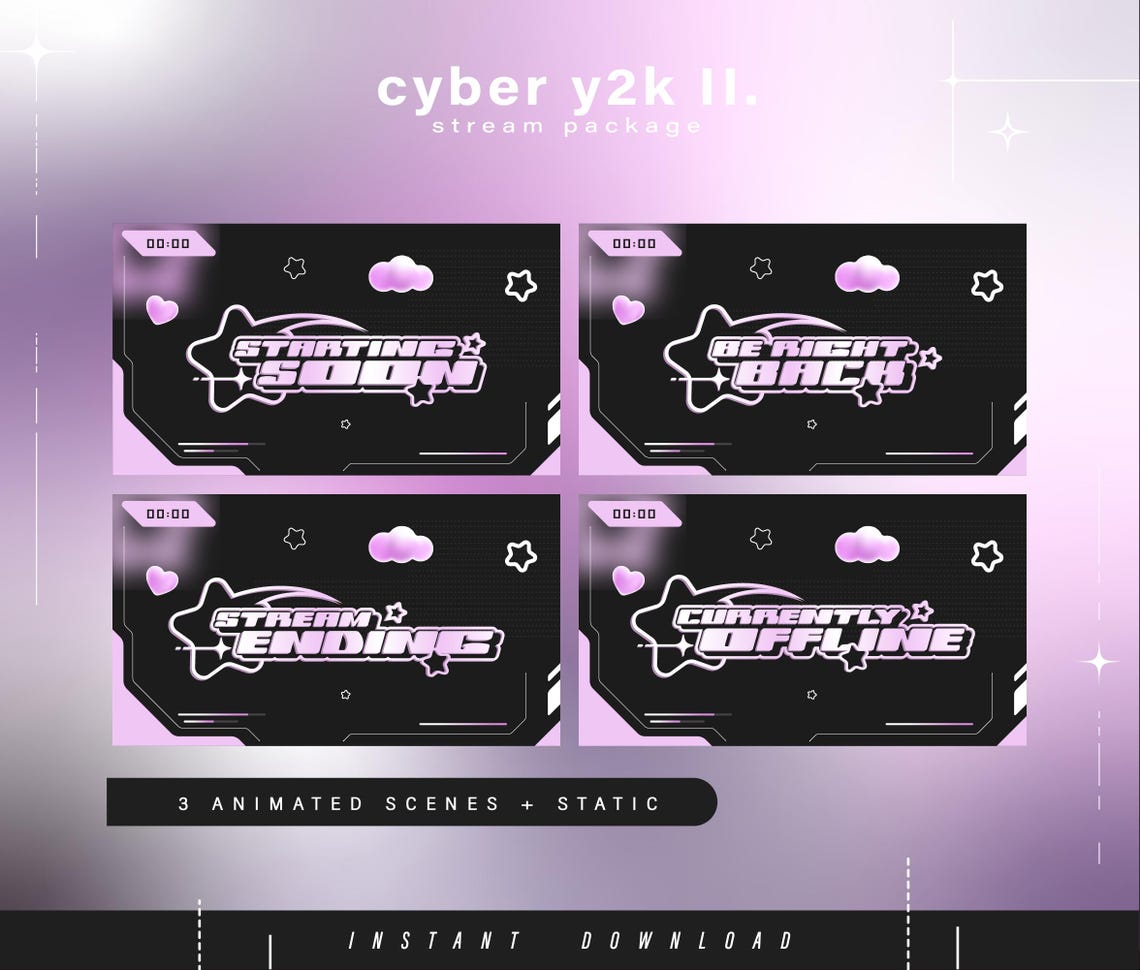 Cyber Y2k II - Twitch Pack - Animated Stream Pack - Streaming Scenes ...