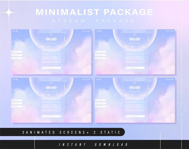Minimal Twitch Pack - Animated Minimal Stream Pack - Streaming Scenes ...