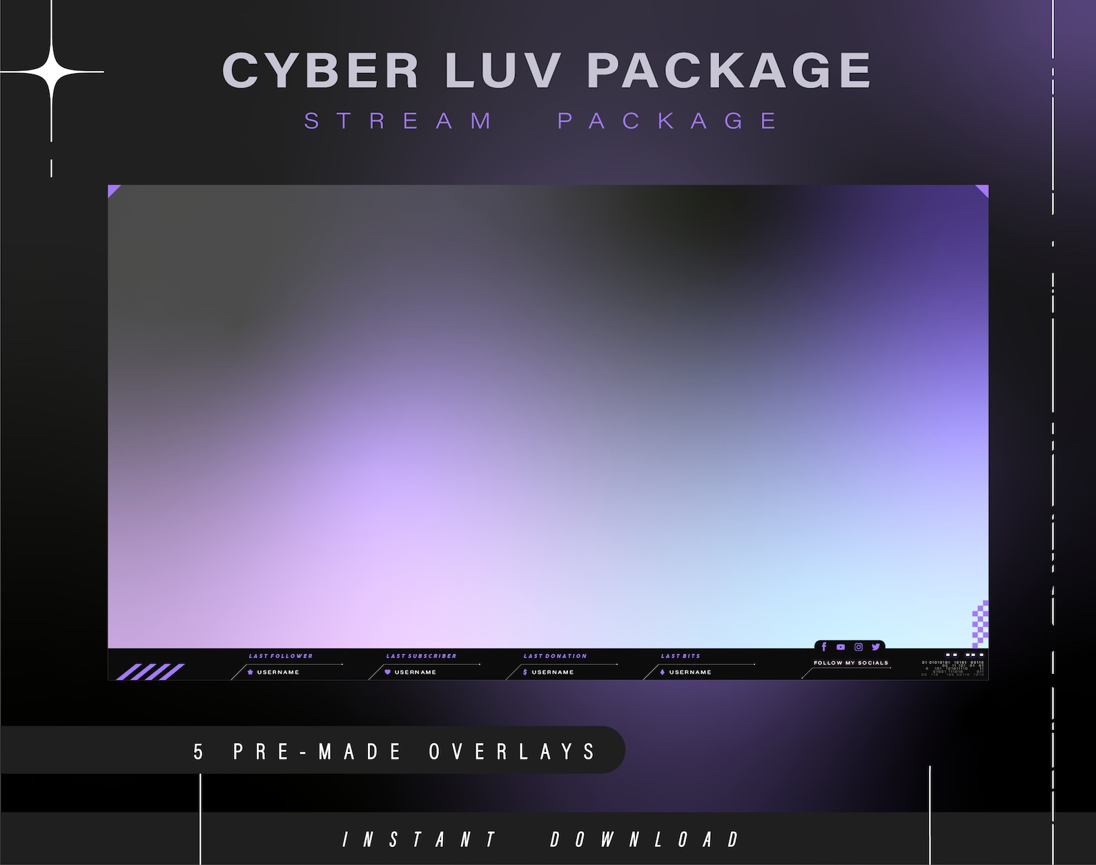 Cyber Y2k Twitch Pack Animated Minimal Stream Pack Streaming Scenes ...
