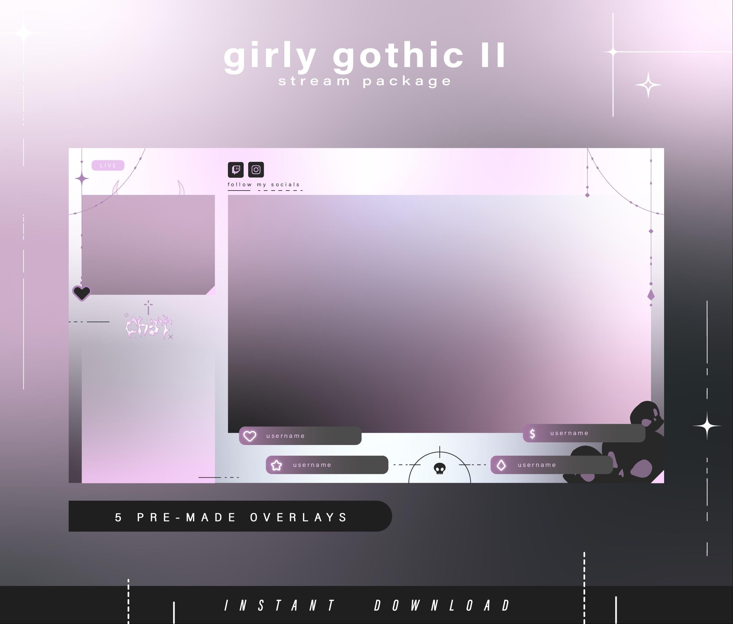 Girly Gothic II - Twitch Pack - Animated Stream Pack - Streaming Scenes ...