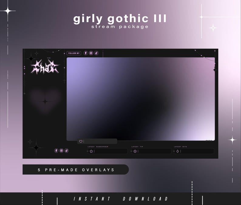 Girly Gothic - Twitch Pack - Animated Stream Pack - Streaming Scenes ...