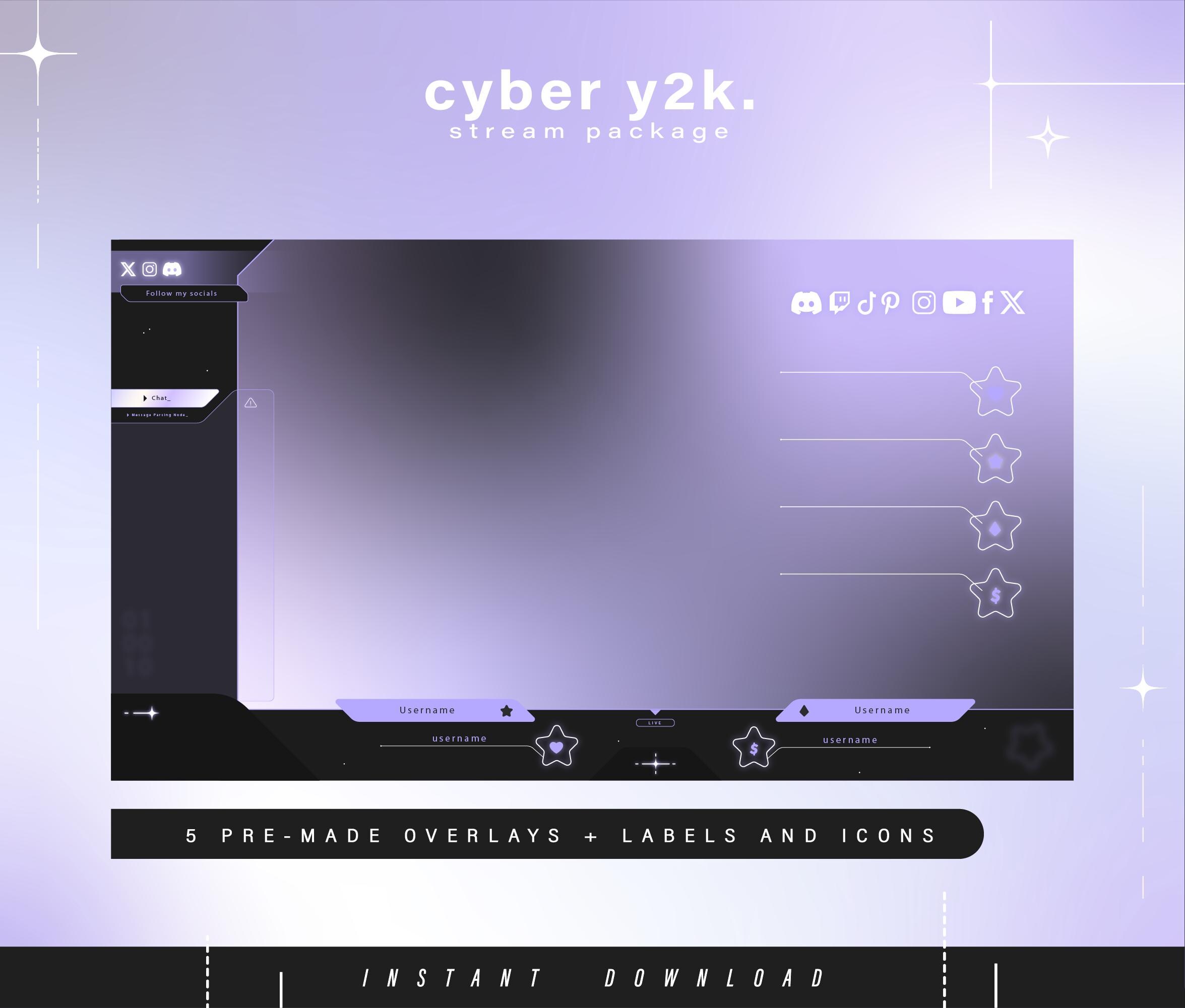 Cyber Y2k - Y2k - Twitch Pack - Animated Minimal Stream Pack ...