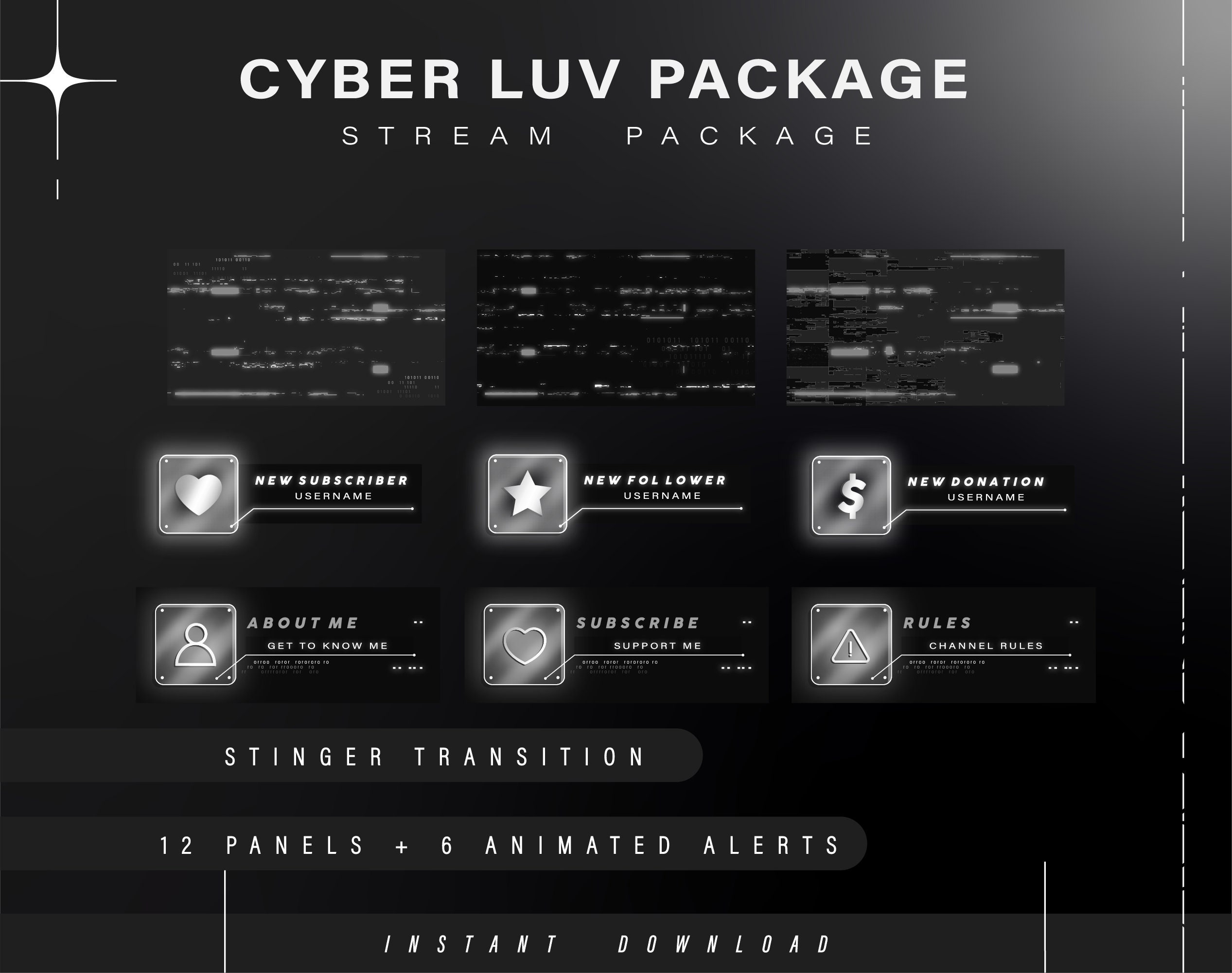 Cyber Y2k Twitch Pack Animated Minimal Stream Pack Streaming Scenes ...