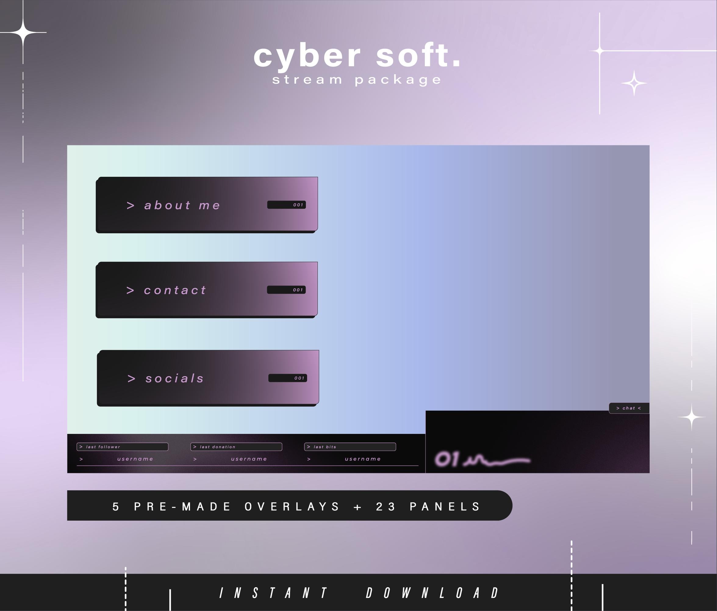 Cyber Soft Twitch Pack - Animated Minimal Stream Pack - Streaming ...