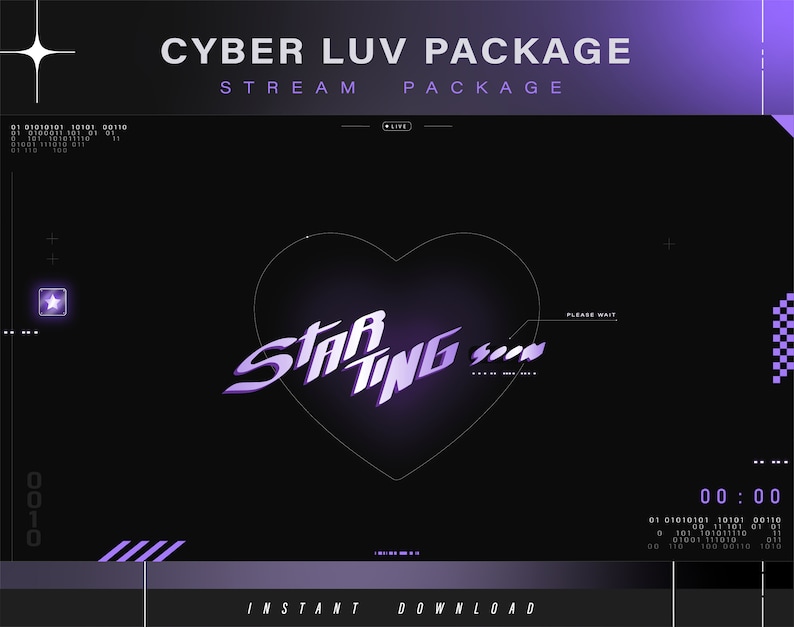 Cyber Luv Y2k Animated Screens Animated Scenes for Twitch Aesthetic ...