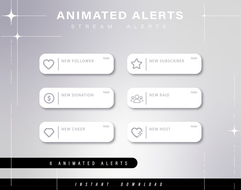 6x Animated Notification Alerts Animated Alerts for Twitch Aesthetic ...