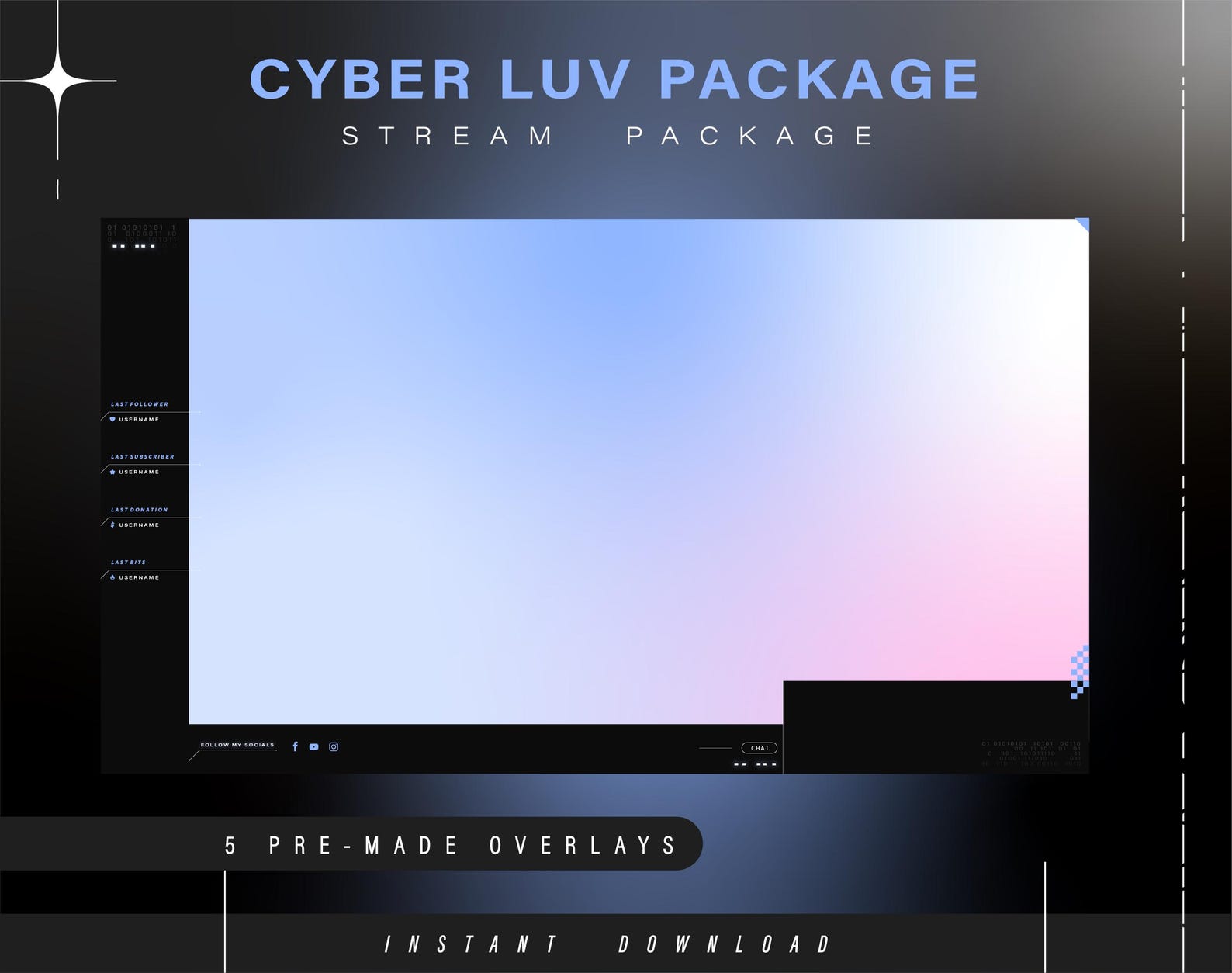 Cyber Y2k Twitch Pack - Animated Minimal Stream Pack - Streaming Scenes ...
