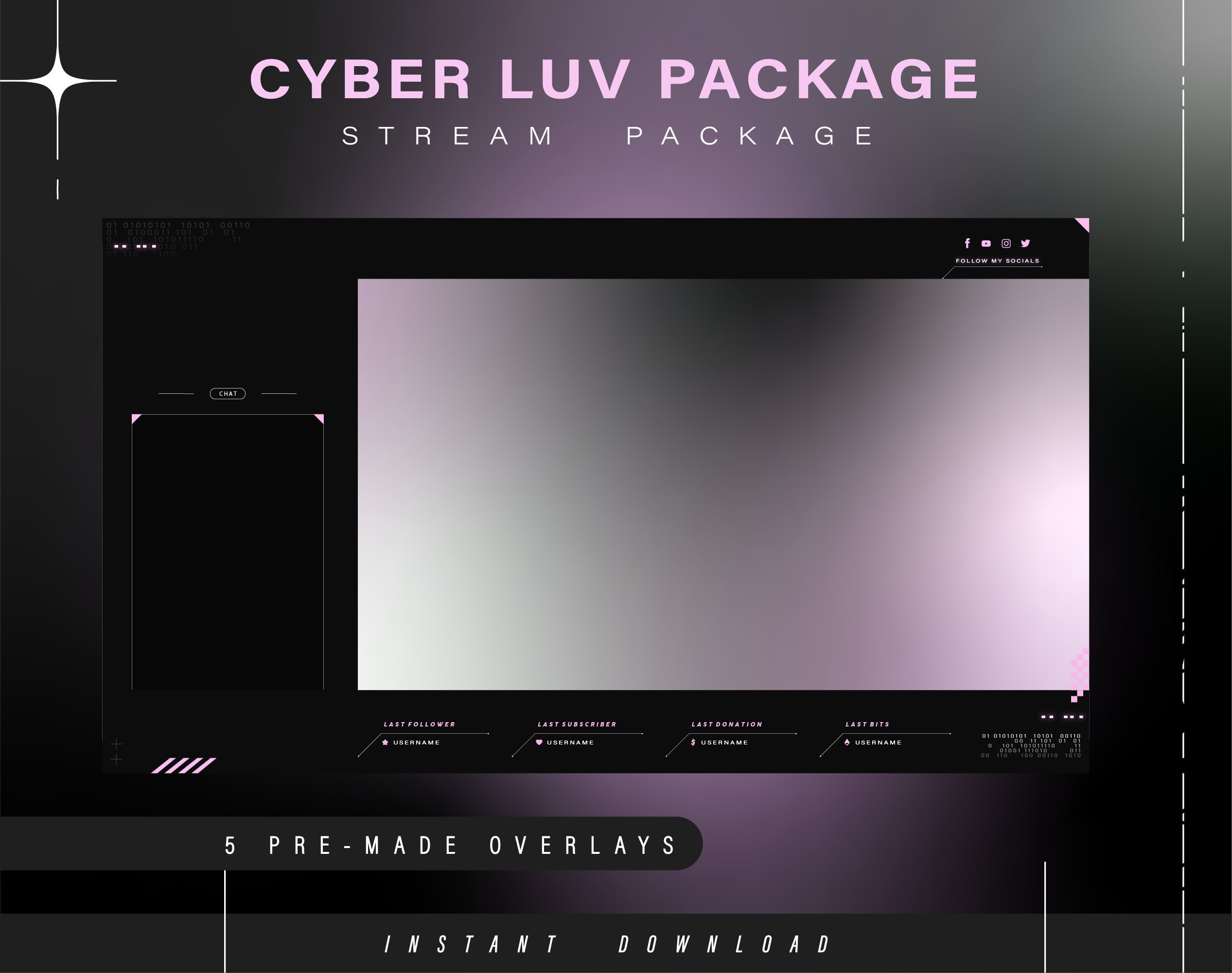 Cyber Y2k Twitch Pack - Animated Minimal Stream Pack - Streaming Scenes ...