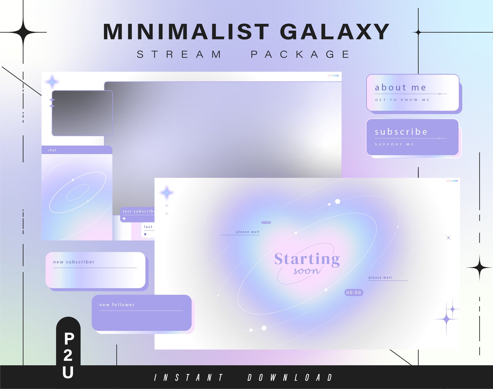 Minimal Twitch Pack - Animated Minimal Stream Pack - Streaming Scenes ...