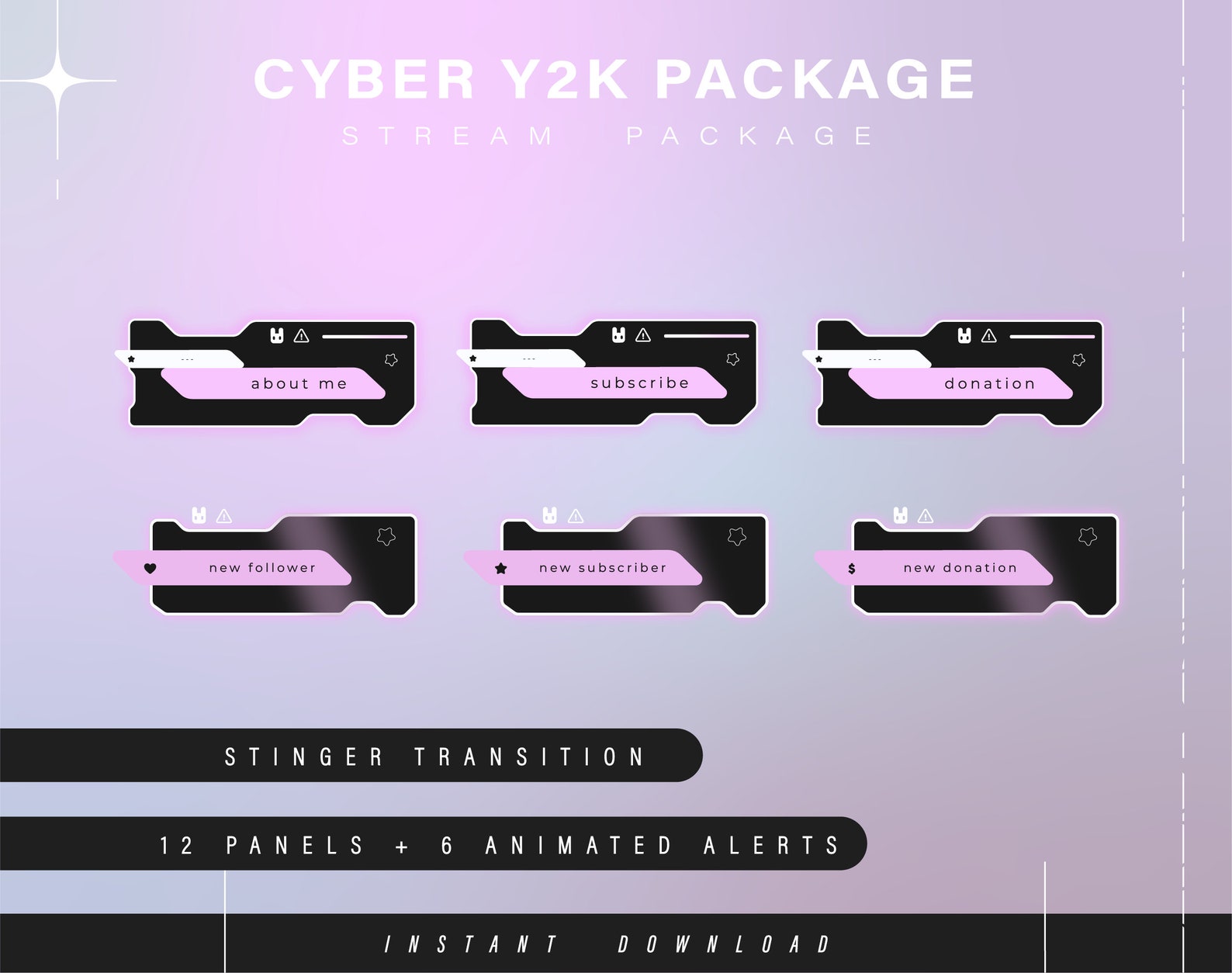 Cyber Y2k Twitch Pack - Animated Minimal Stream Pack - Streaming Scenes ...