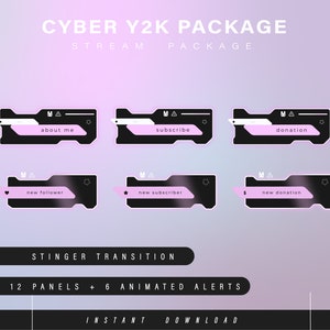 Cyber Y2k Twitch Pack - Animated Minimal Stream Pack - Streaming Scenes ...